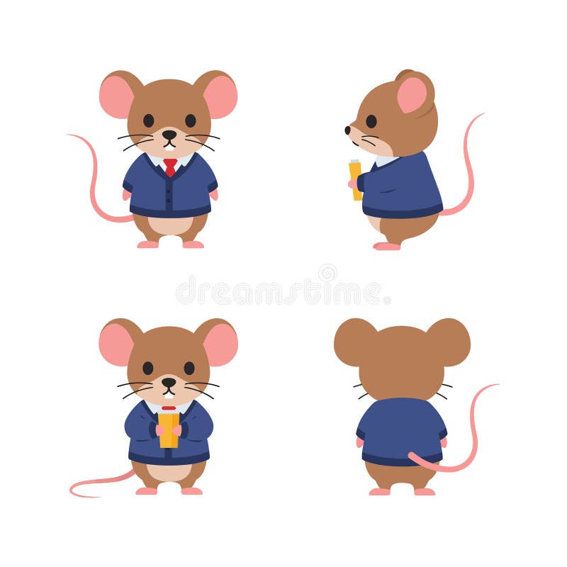 Cute Mouse Character in Blue Jacket Holding Cheese Vector Illustration ...