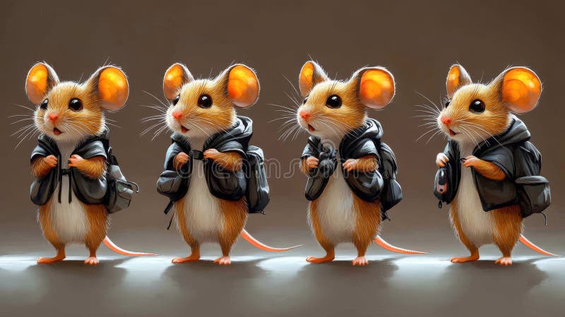 Cute Mouse Character Engaged in Different Activities Stock Illustration ...