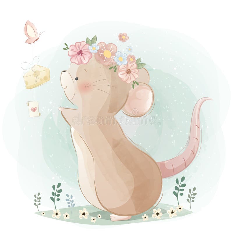 Cute Mouse Chasing a Cheese Stock Vector - Illustration of kids ...