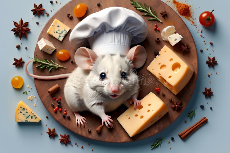 Cute Mouse with Cheese, Top View Stock Image - Image of snack, cheese ...