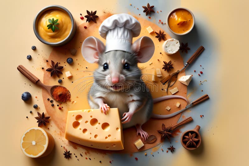 Cute Mouse with Cheese, Top View Stock Image - Image of product ...