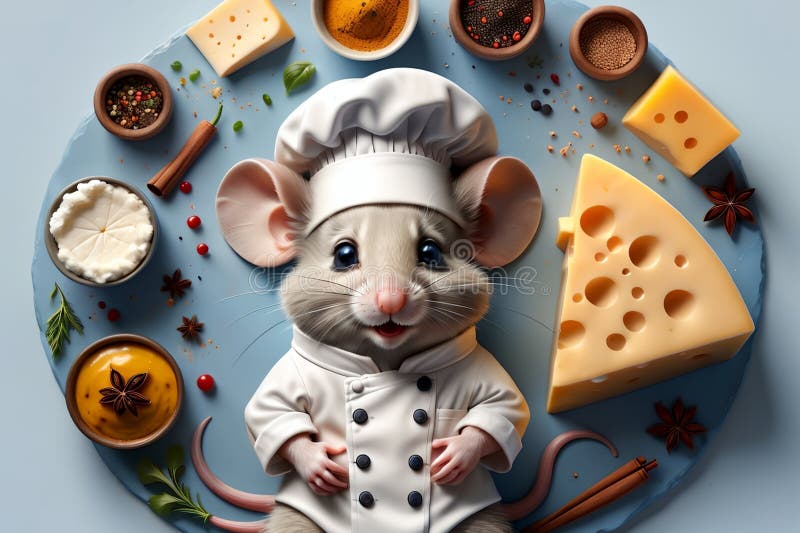 Cute Mouse with Cheese, Top View Stock Image - Image of tiny, spices ...