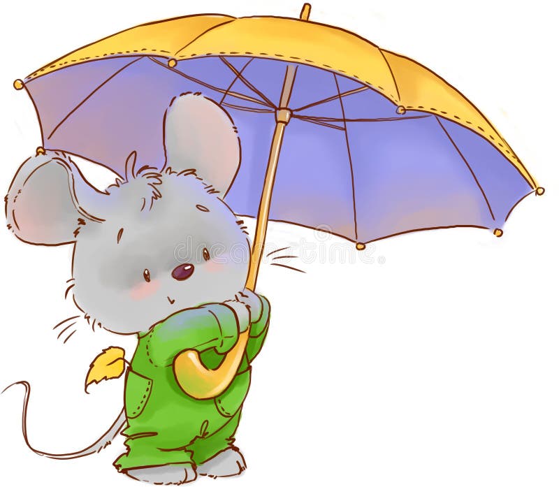 Cute Mouse Colored Illustration. Fall Baby Animal Clipart. Stock ...