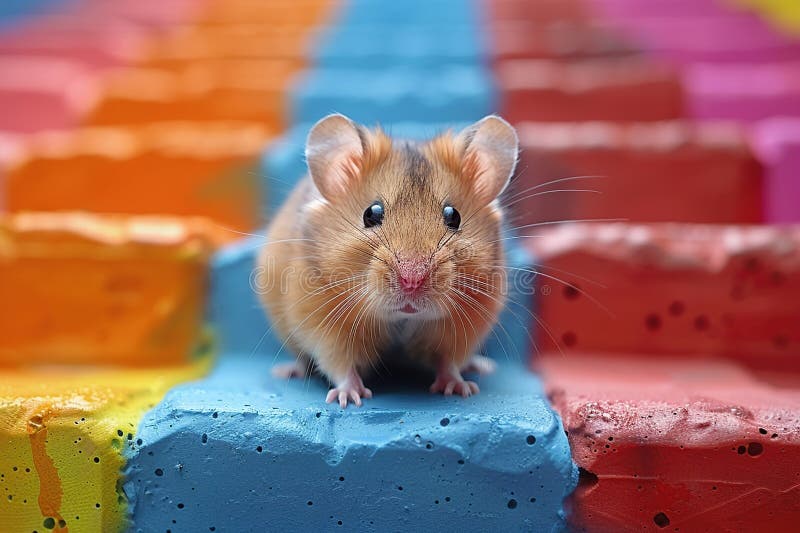 Cute Mouse on Colorful Steps Stock Illustration - Illustration of ...