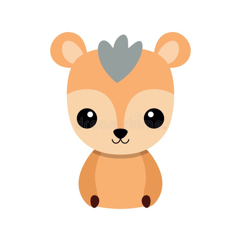 Cute Mouse Deer Animal Sticker. Cute Animal Face Cartoon Vector ...