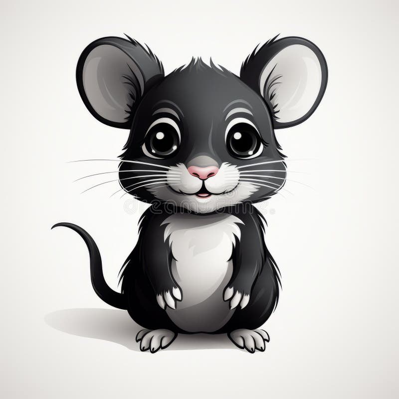 Cute Mouse Vector Illustration with Dark Gray and Black Style Stock ...