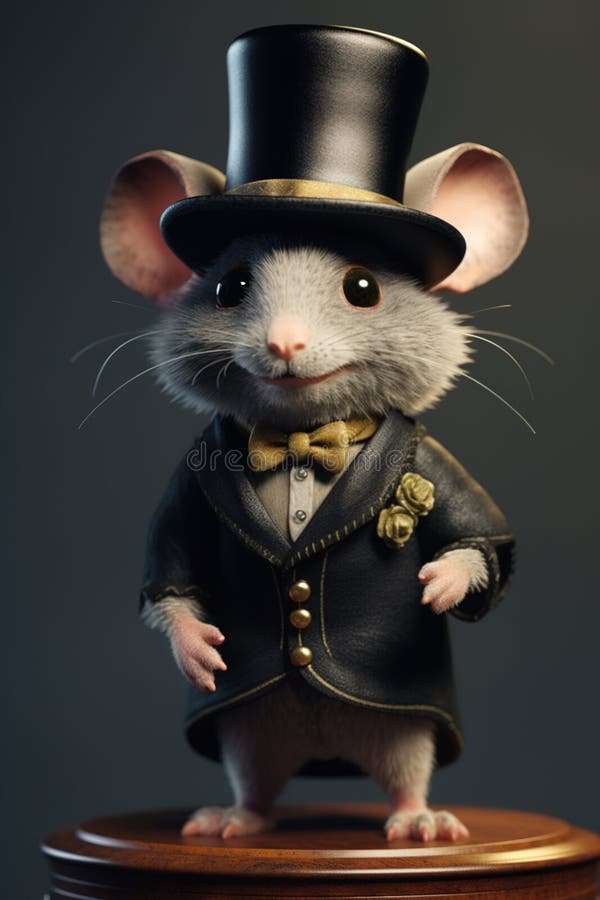 Cute Mouse Dressed with Tuxedo and Top Hat Stock Illustration ...