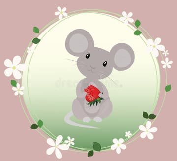 Cute Mouse Eating Strawberry Stock Illustration - Illustration of cute ...