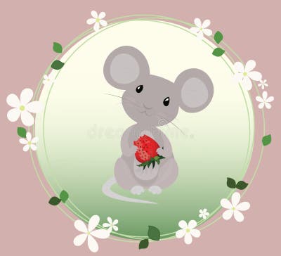 Cute Mouse Eating Strawberry Stock Illustration - Illustration of cute ...