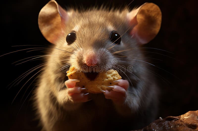 Cute Mouse Enjoying a Crispy Cracker Stock Image - Image of feeding ...