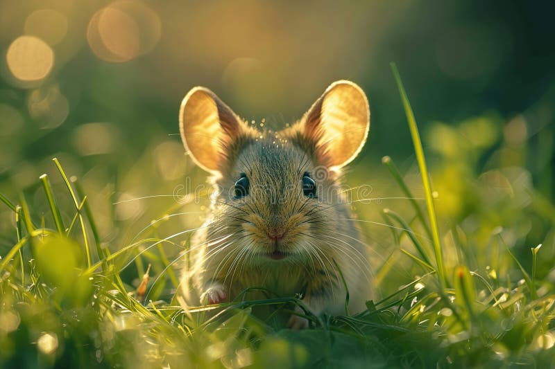 Cute Mouse in Grass stock illustration. Illustration of furry - 333634425