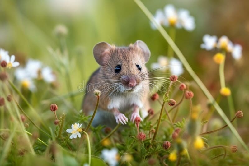 Mouse on Grassland Created with Ai Technology Stock Illustration ...