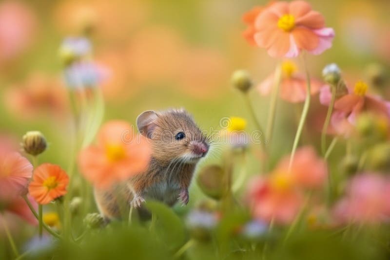 Mouse on Grassland Created with Ai Technology Stock Illustration ...
