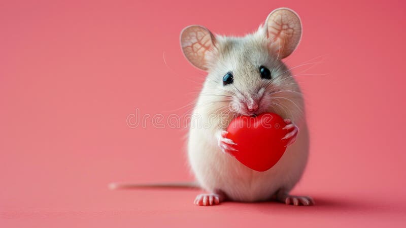 Cute Mouse Holding a Big Red Heart Stock Image - Image of feeling ...