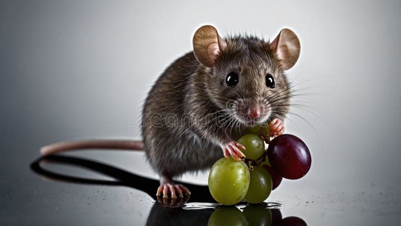 A Cute Mouse Holding a Cluster of Grapes, Showcasing Its Playful Nature ...