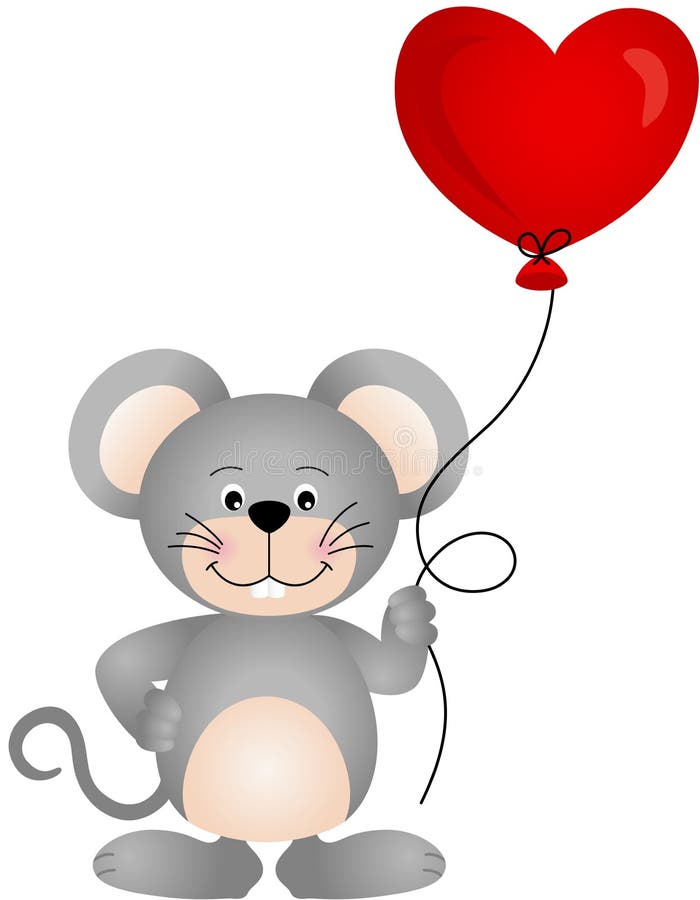Cute Mouse Holding a Heart Shaped Balloon Stock Vector - Illustration ...