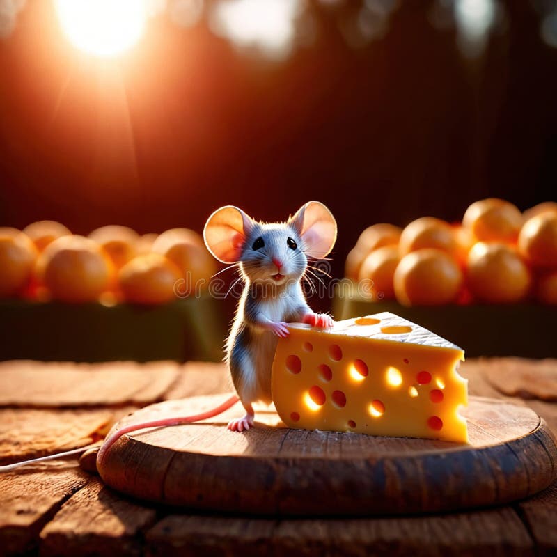 Cute Mouse Holding Precious Cheese, Their Valuable Treasure Stock ...
