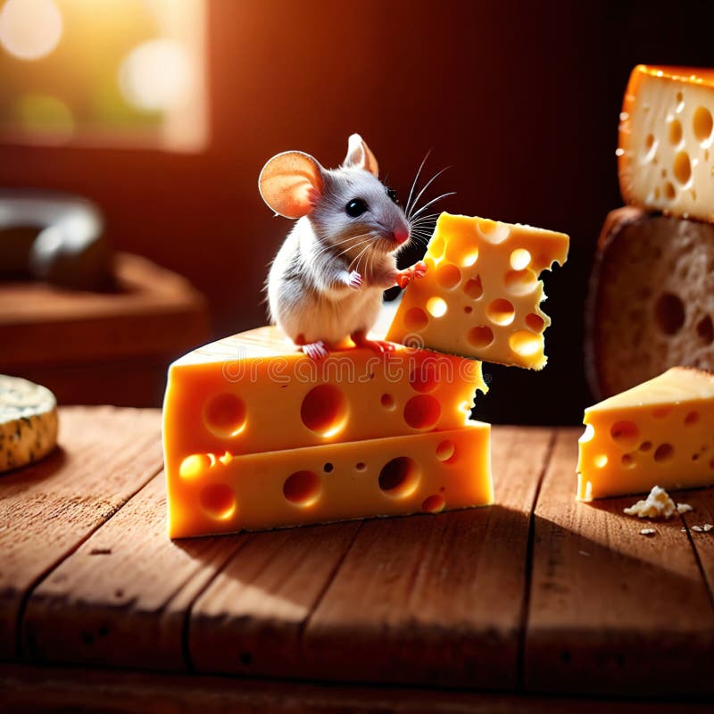 Cute Mouse Holding Precious Cheese, Their Valuable Treasure Stock ...