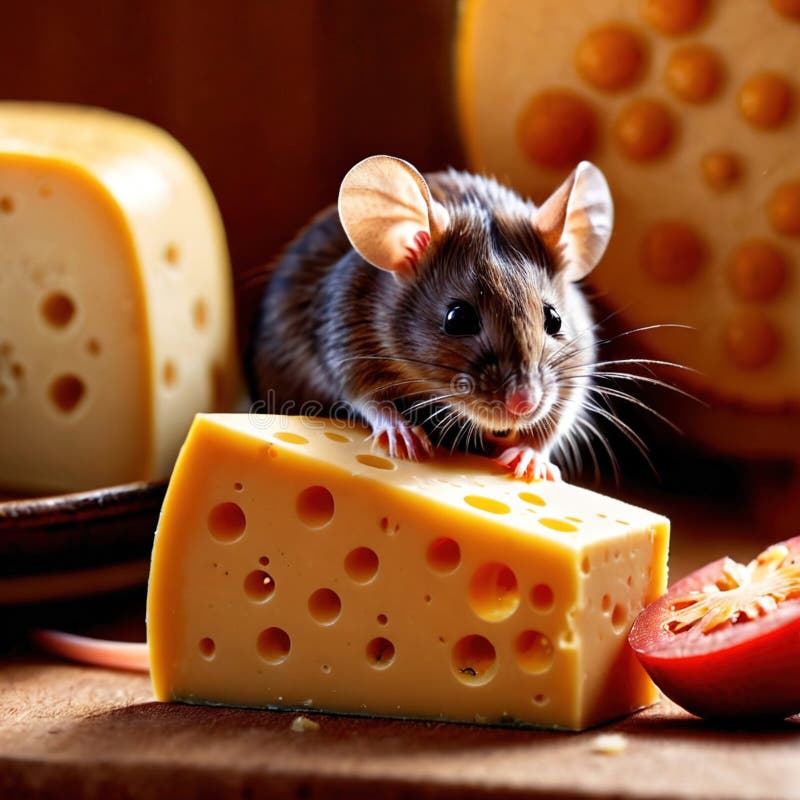 Cute Mouse Holding Precious Cheese, Their Valuable Treasure Stock ...