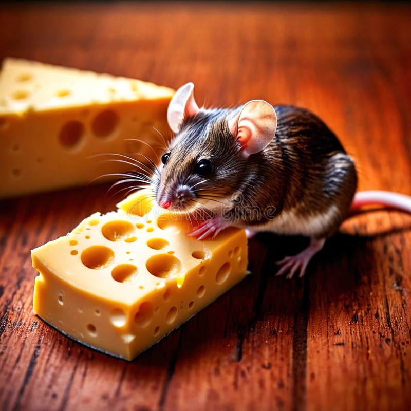 Cute Mouse Holding Precious Cheese, Their Valuable Treasure Stock ...