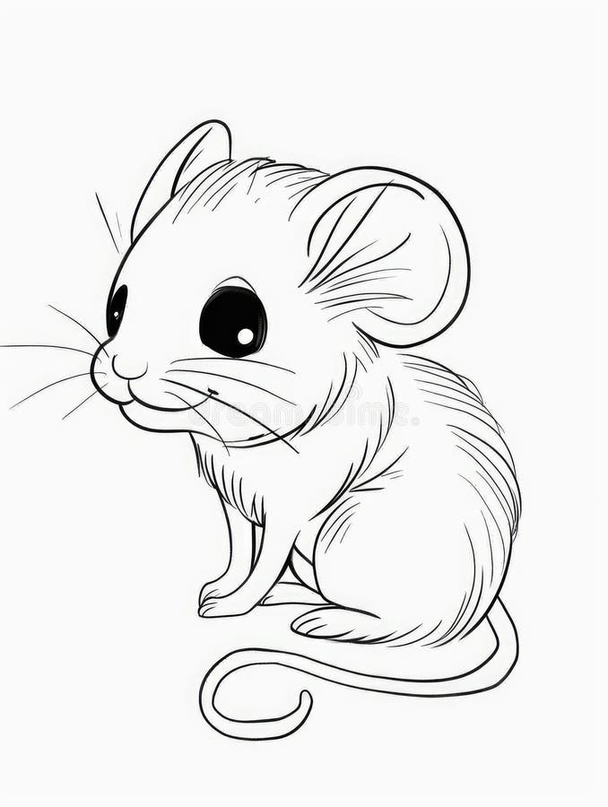 Cute Mouse Illustration, Simple Coloring Book for Kids Stock ...