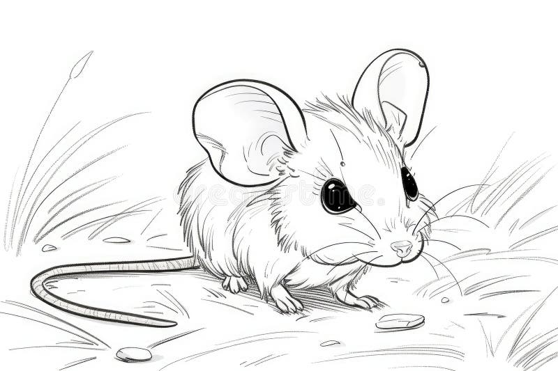 Cute Mouse Illustration, Simple Coloring Book for Kids Stock ...