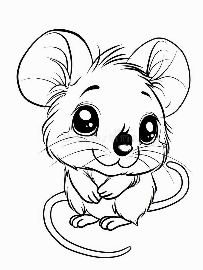 Cute Mouse Illustration, Simple Coloring Book for Kids Stock ...