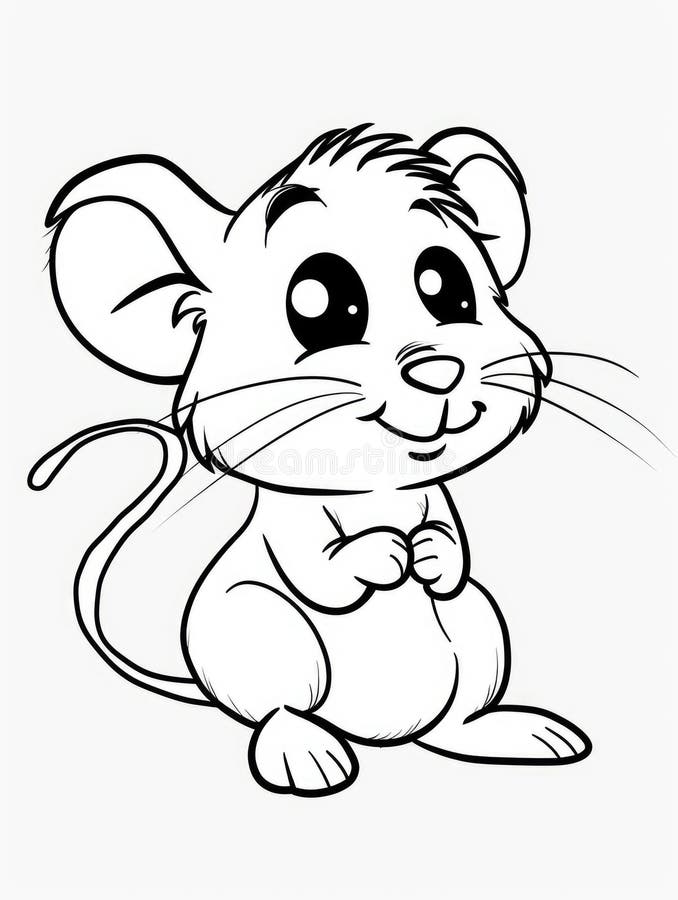 Cute Mouse Illustration, Simple Coloring Book for Kids Stock ...