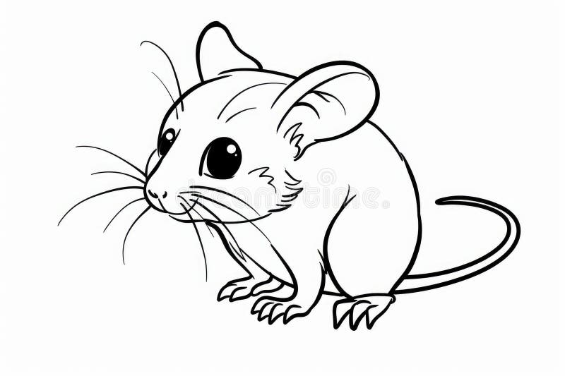 Cute Mouse Illustration, Simple Coloring Book for Kids Stock ...