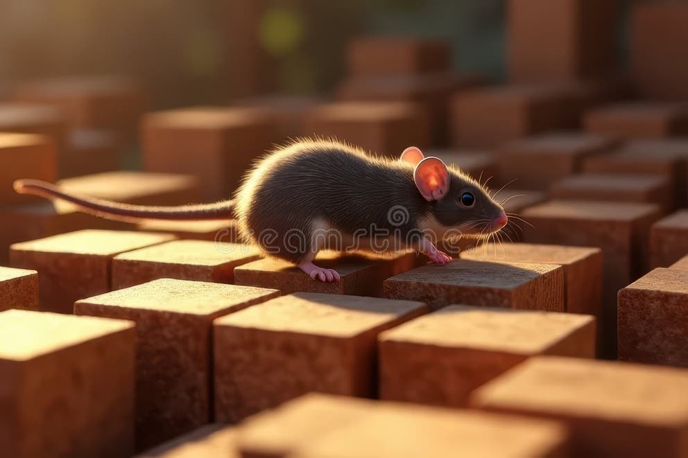 Cute Mouse Navigating Maze stock illustration. Illustration of mouse ...