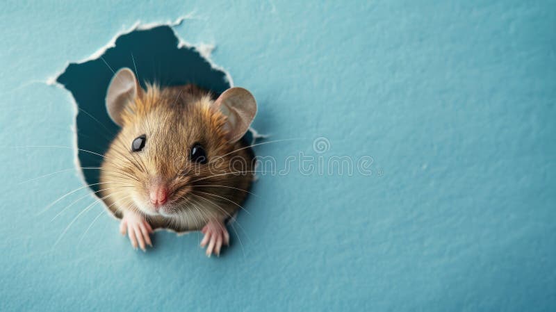 Cute Mouse Peeking through a Hole Stock Illustration - Illustration of ...