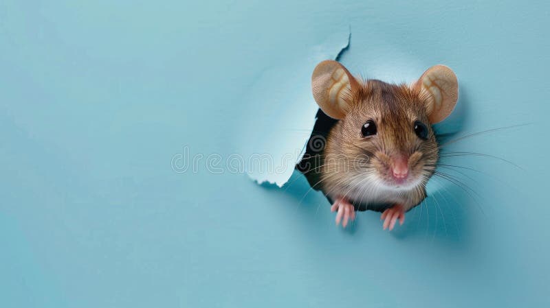 Cute Mouse Peeking through a Hole Stock Illustration - Illustration of ...