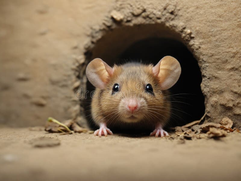 Mouse Peeking Out of a Hole in the Wall. Generated with AI Stock ...