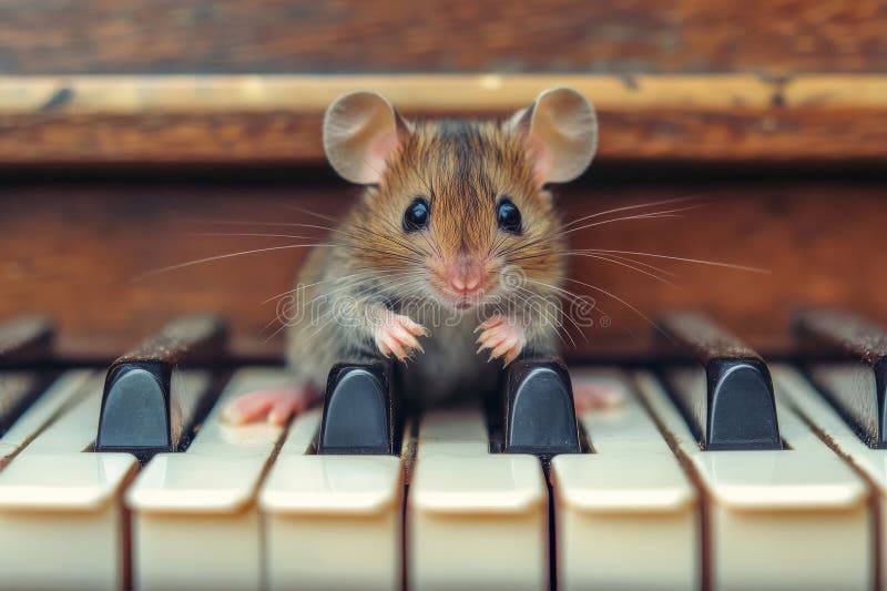 Cute Mouse on Piano Keyboard Playing Music Instrument Stock ...