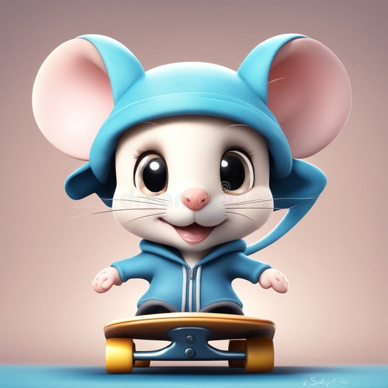 Cute Mouse Playing Skateboard Cartoon Vector Icon Illustration Stock ...