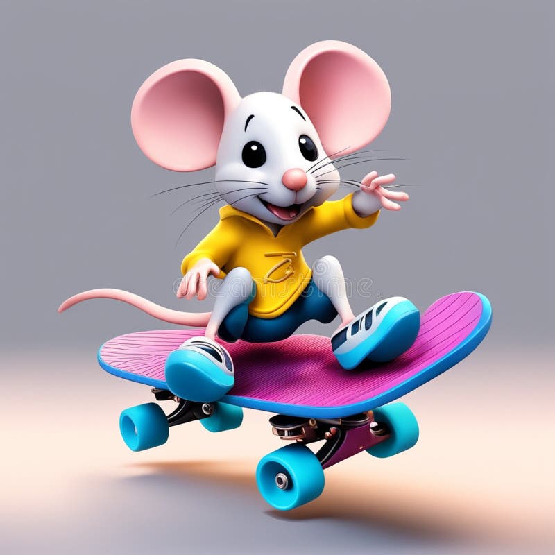 Cute Mouse Playing Skateboard Cartoon Vector Icon Illustration Stock ...