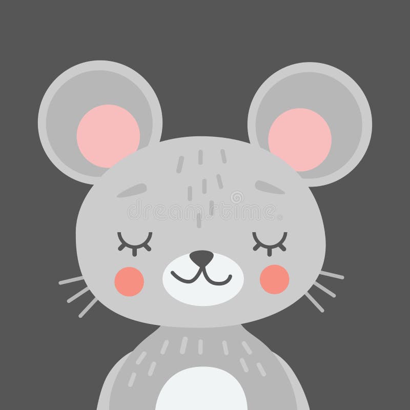 Mouse Portrait Illustration Stock Vector - Illustration of gray, mice ...