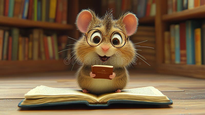 Cat and Mouse Reading Book stock vector. Illustration of funny - 309908678