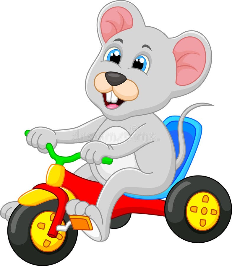 Cute mouse riding bicycle stock vector. Illustration of ride - 40962377