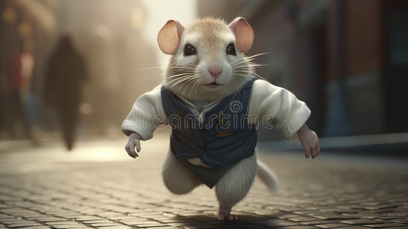 Cute Mouse Running, Digital Art Illustration, Generative AI Stock ...