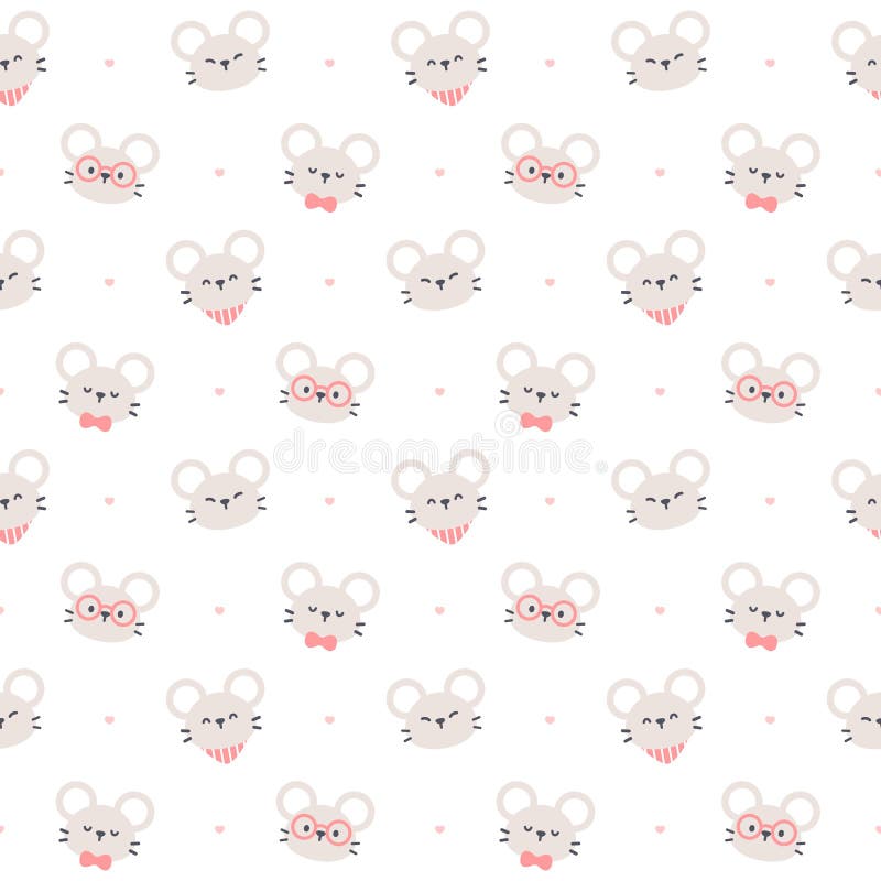 Cute Mouse Seamless Pattern Background Stock Vector - Illustration of ...
