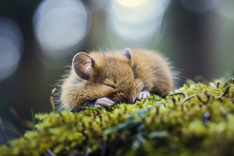 Cute Mouse Sleeping on Forest Ground Stock Illustration - Illustration ...