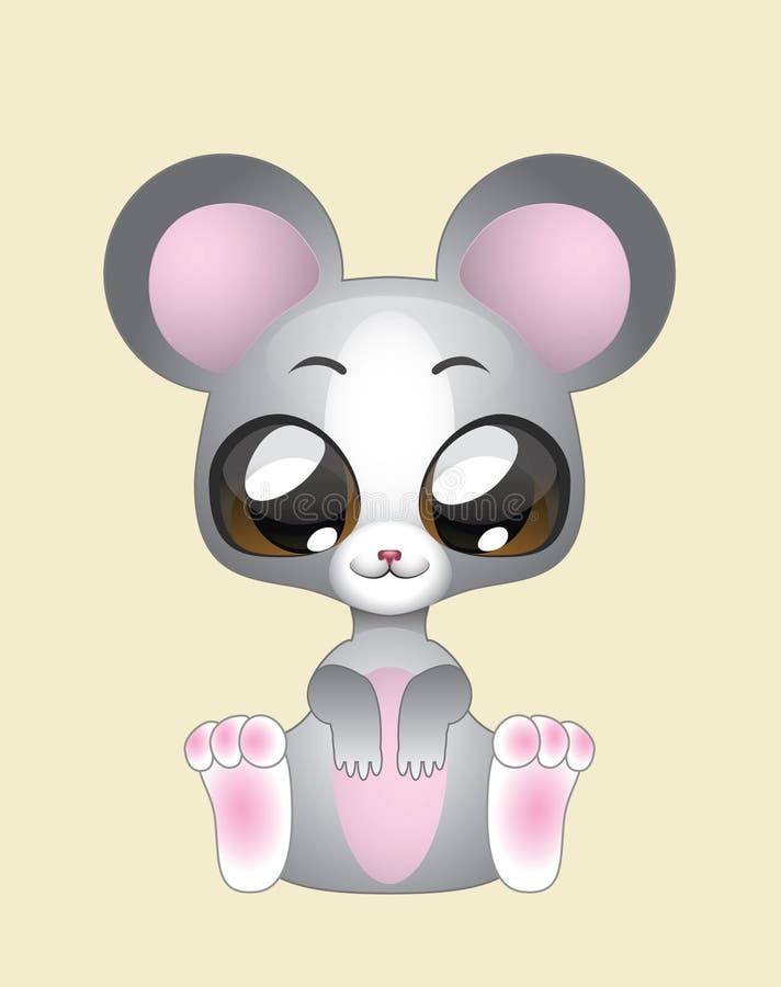 Cute Mouse Avatar with Flat Colors Stock Vector - Illustration of ...