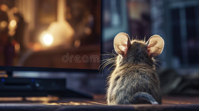 A cute mouse watching TV stock illustration. Illustration of cute ...