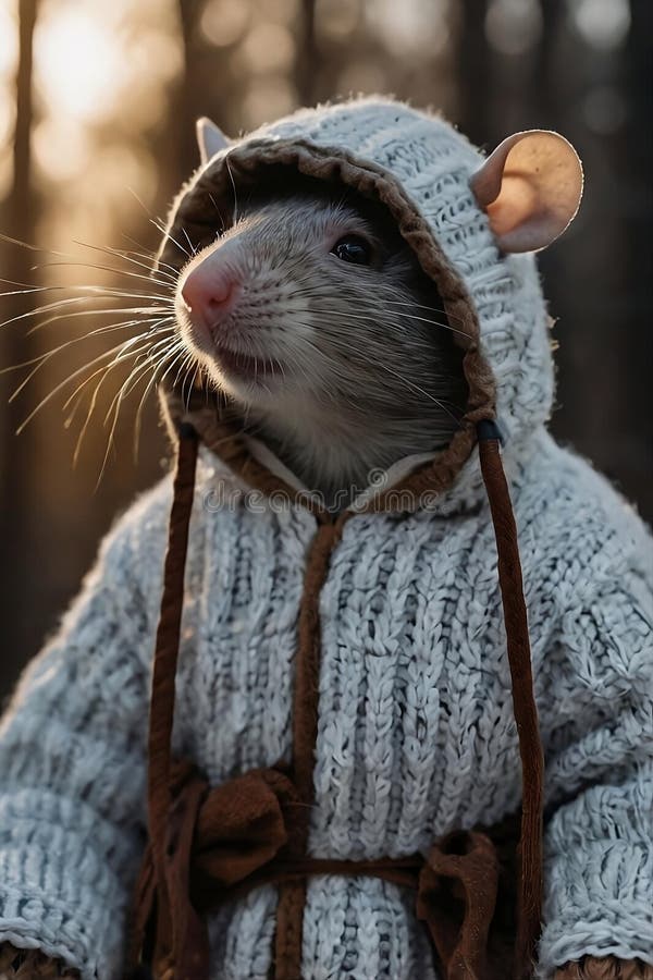 Cute Mouse with Winter Costume Snow Background. Happy Holidays Stock ...