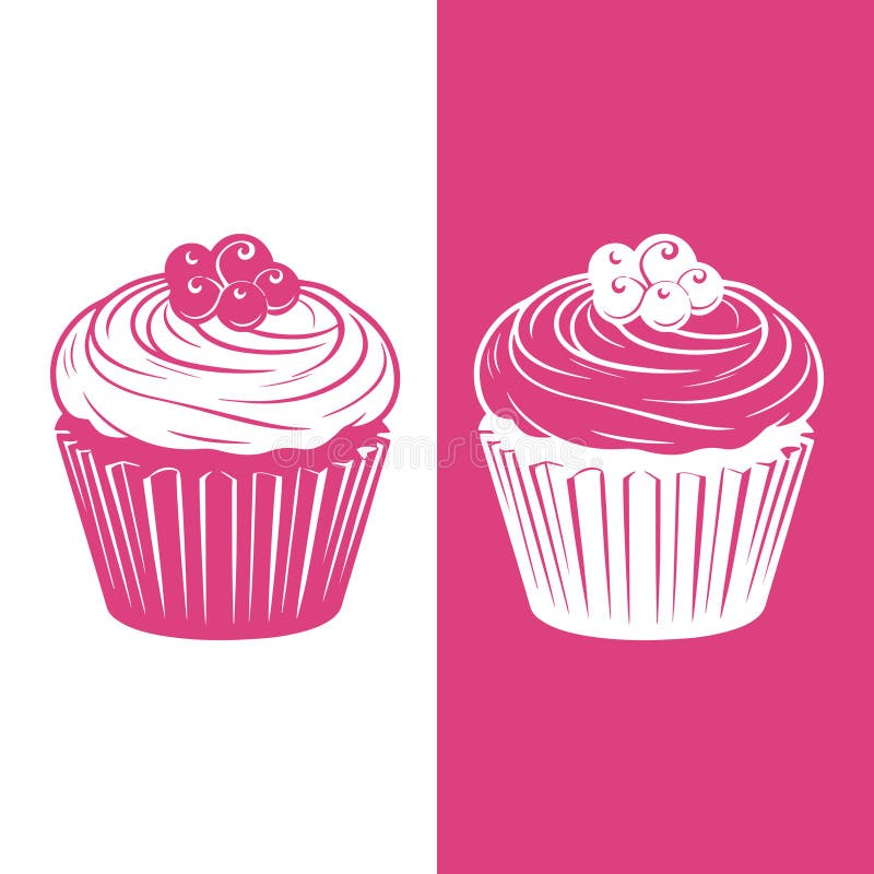 Cute Muffin Cupcakes Dessert Design Template Logo Vector Illustration ...