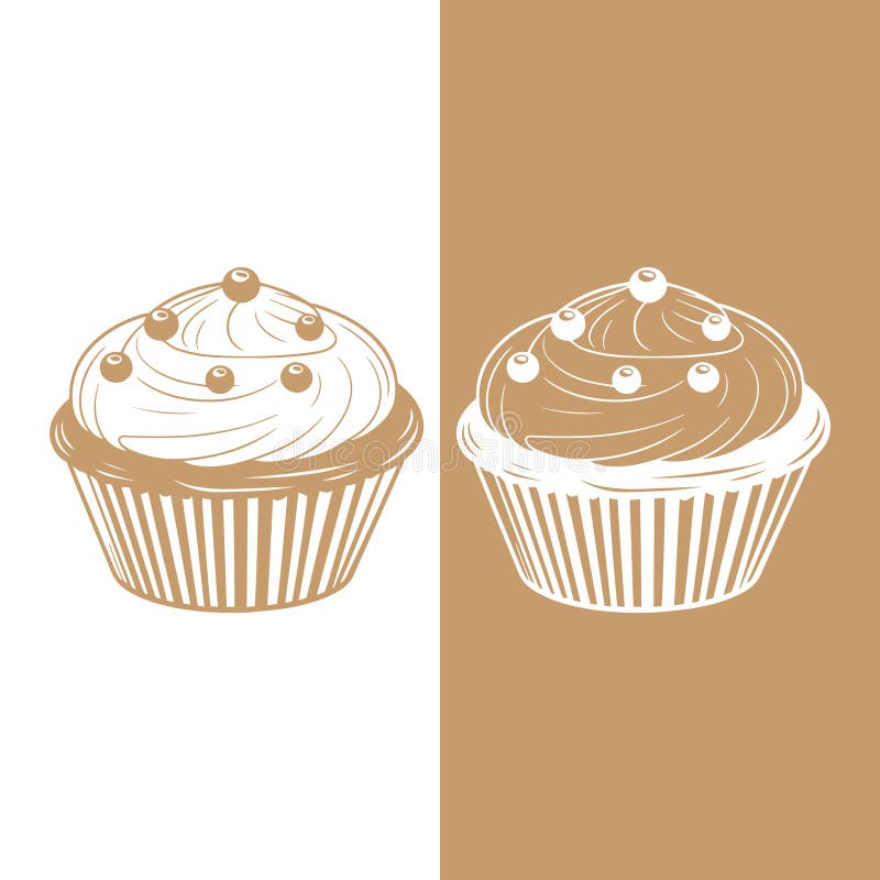 Cute Muffin Cupcakes Dessert Design Template Logo Vector Illustration ...