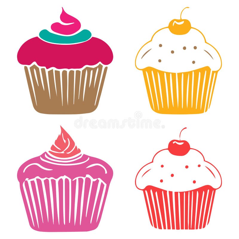 Cute Muffin Cupcakes Dessert Design Template Logo Vector Illustration ...