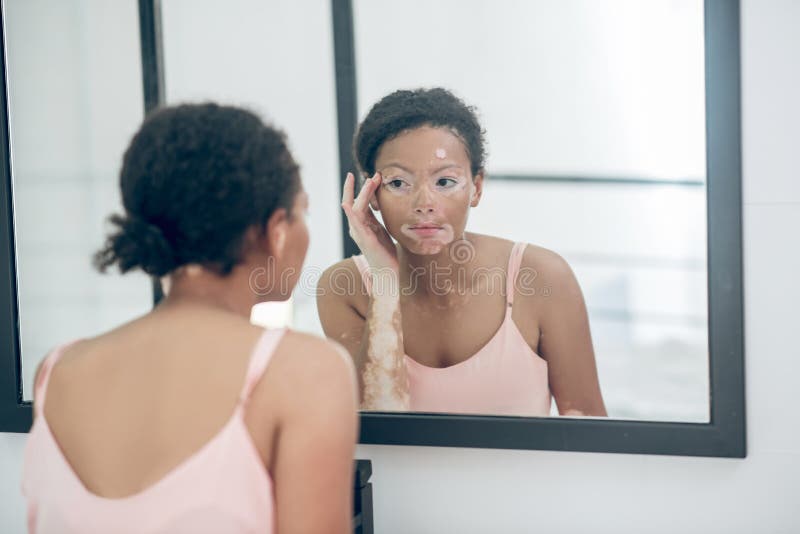A Cute Mulatta in Bathroom in the Morning Stock Image - Image of ...