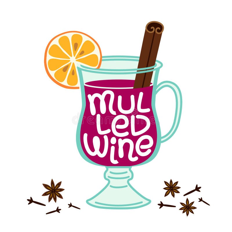 Cute Mulled Wine Elements Isolated on White Stock Vector - Illustration ...